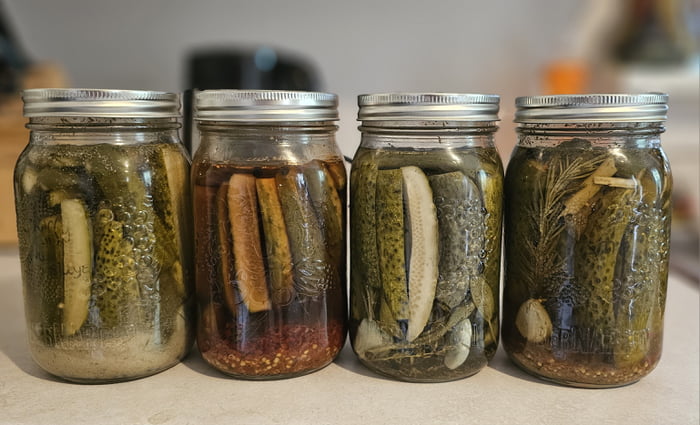 Canadian here. No BBQ eh, but I make Craft Pickles. From left to right ...