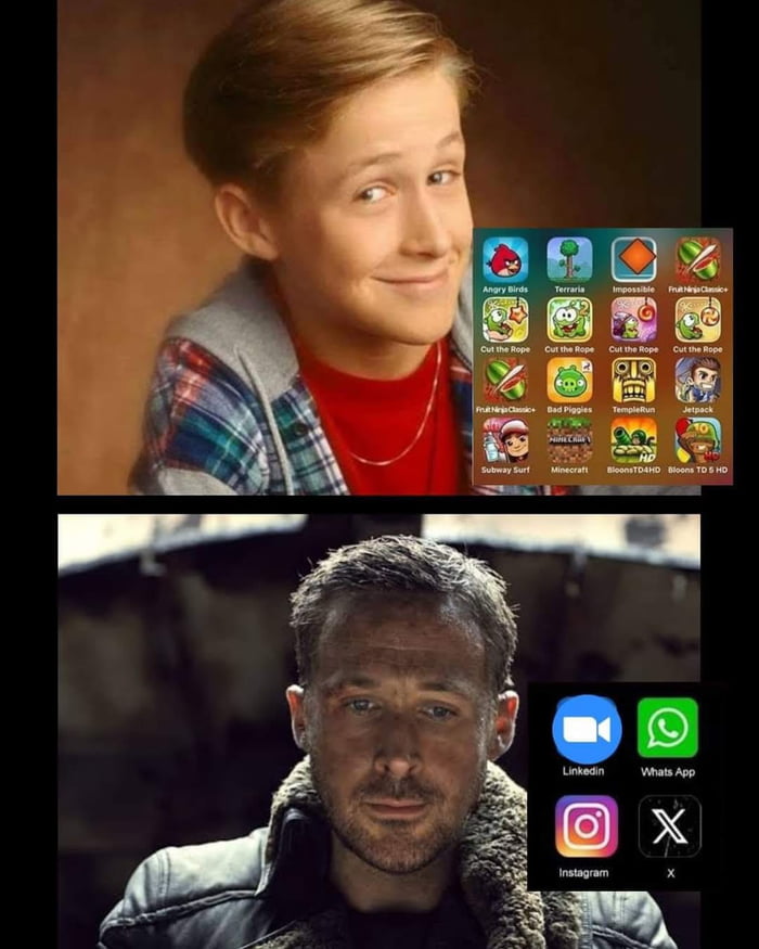My app usage then vs. now. - 9GAG