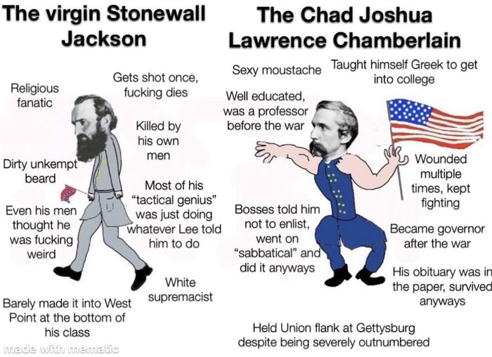 Chad Joshua Lawrence Chamberlain vs virgin Stonewall Jackson - 9GAG