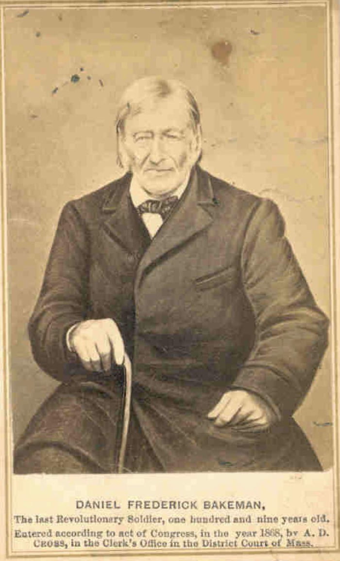 Photograph Of Daniel Frederick Bakeman: The last surviving soldier of The American Revolutionary ...
