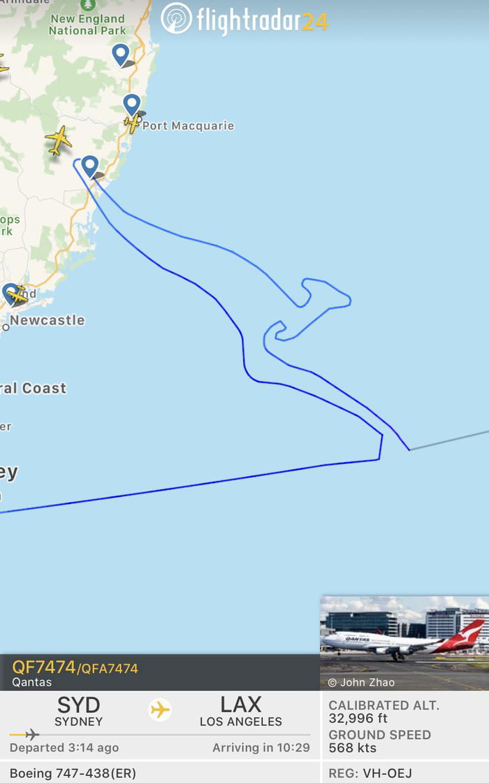 The last Boeing 747 flight in Australia just departed drawing the flying Kangaroo in its ...