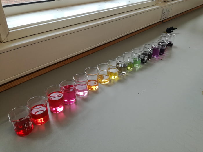 Made a rainbow of all the pH colours in science! - 9GAG