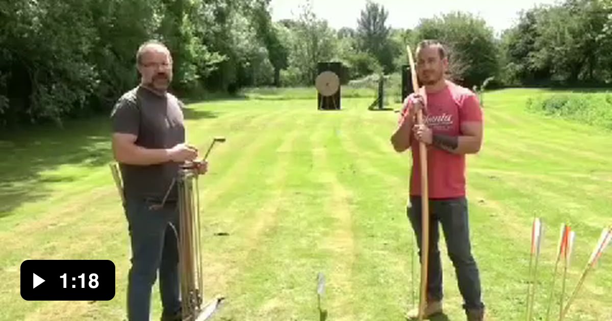 Warbow archer Joe Gibbs shooting a 160lbs longbow - 9GAG
