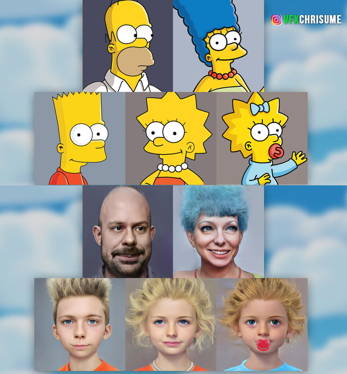 The Simpsons in real life created with AI. - 9GAG