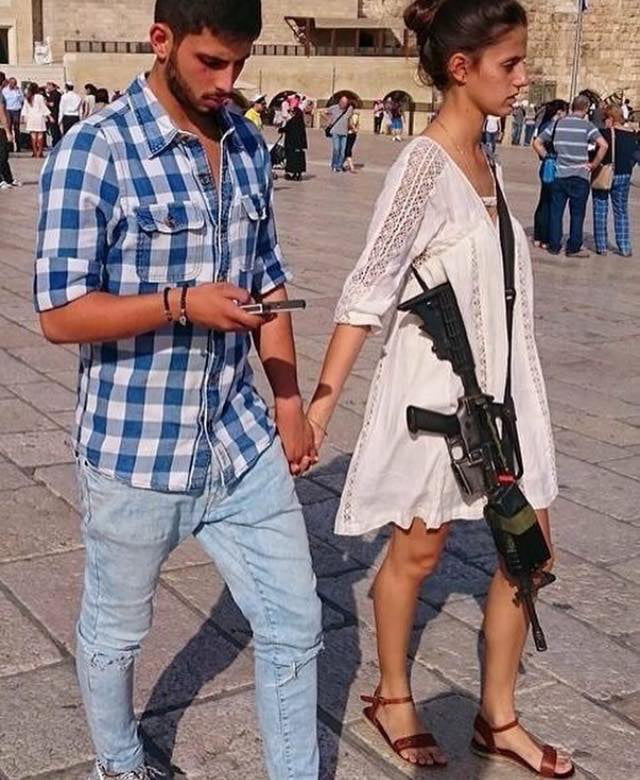 Meanwhile in Israel.(Open carry - best self defence) - 9GAG