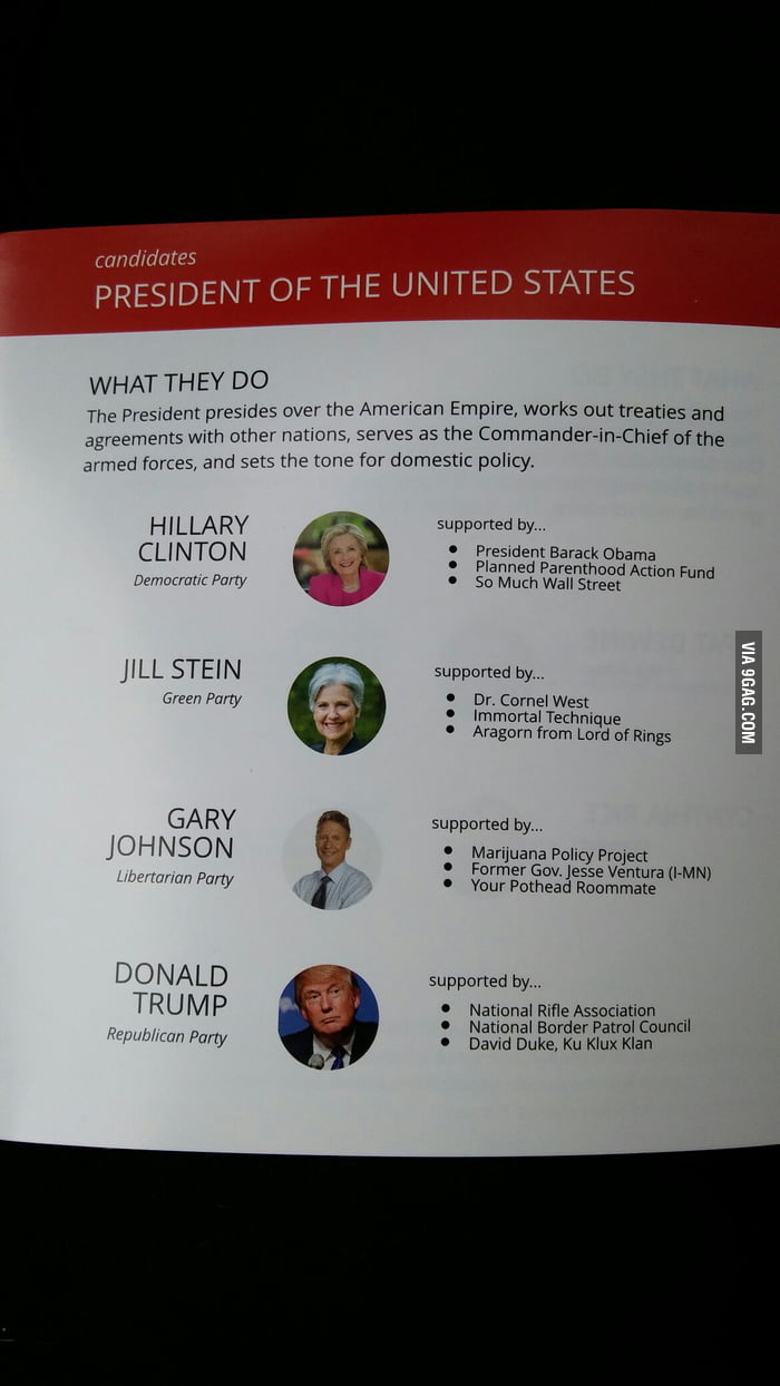 An easy guide to your Presidential Election - 9GAG