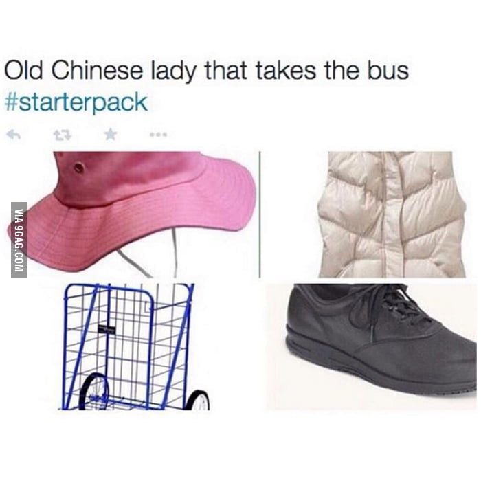 Old Chinese lady that takes the bus starter pack - 9GAG