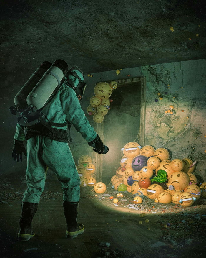 Emoji infestation (artist name : Beeple) - 9GAG