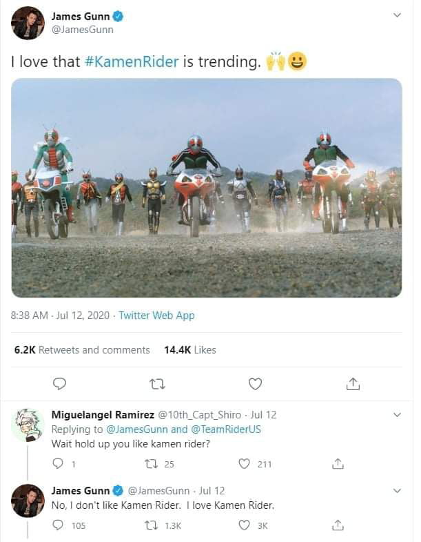 James Gunn is a huge fan of bugmen karate fighting on a bike - 9GAG