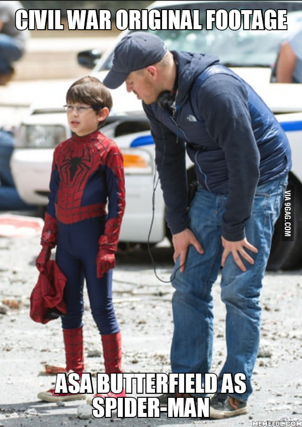 Civil War original footage. Asa Butterfield as spider-man - 9GAG