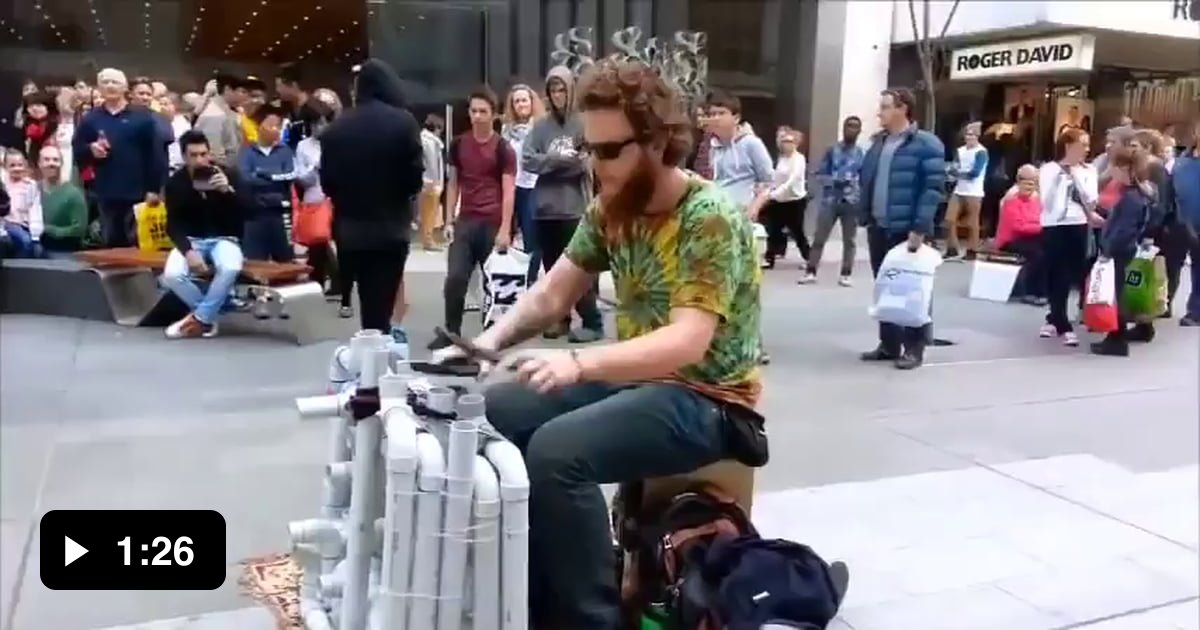 This guy playing a homemade PVC pipe instrument with a pair of flip flops in Adelaide, South ...