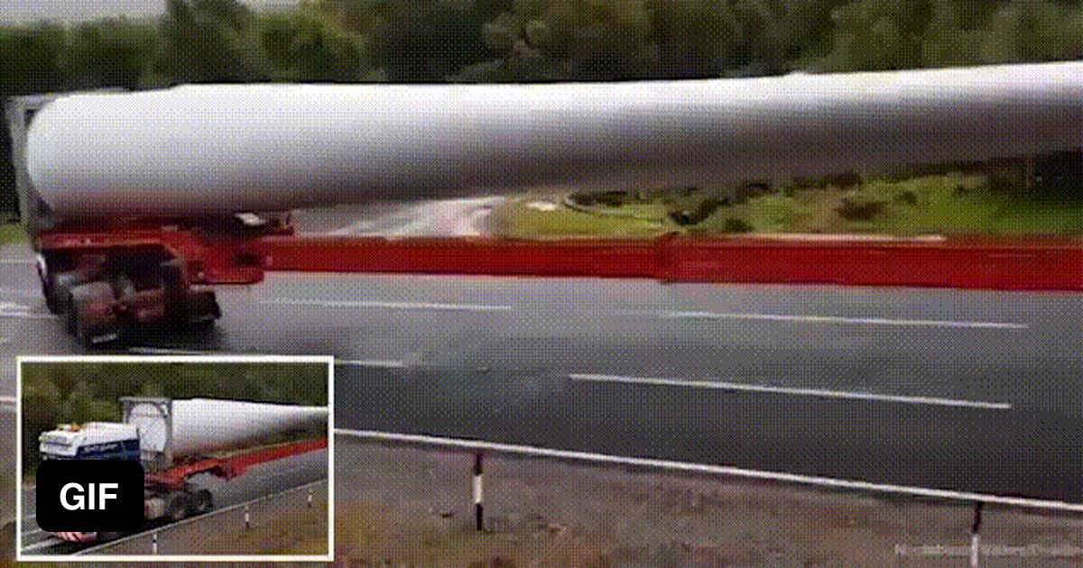Cornering with a 200 foot wind turbine blade - 9GAG