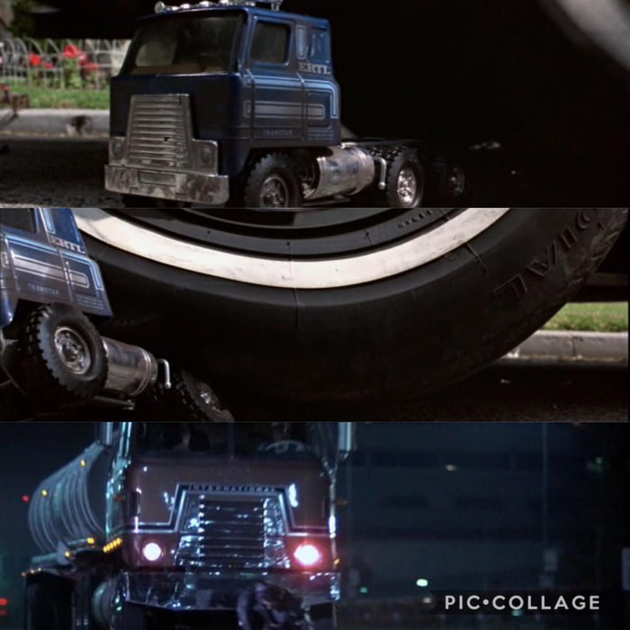 In The Terminator (1984), near the beginning, the terminator runs over ...