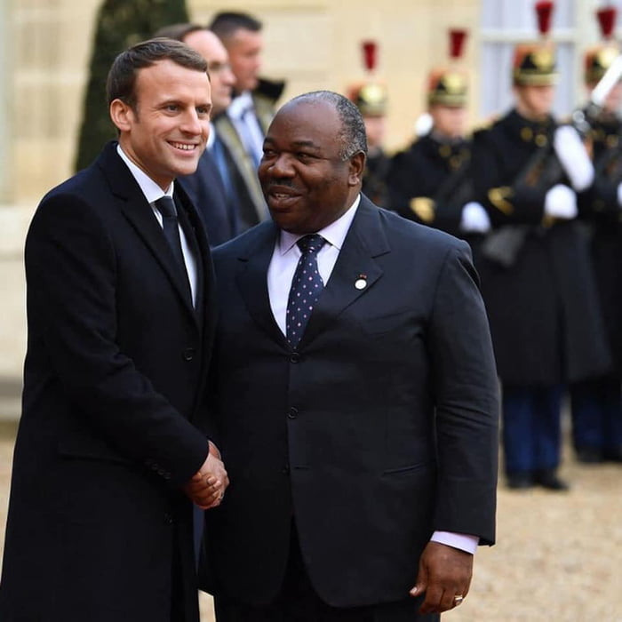 Another military coup in Gabon, picture of the french president and Ali ...