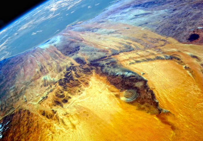 The Eye of the Sahara, also known as the Richat Structure. Mauritania ...