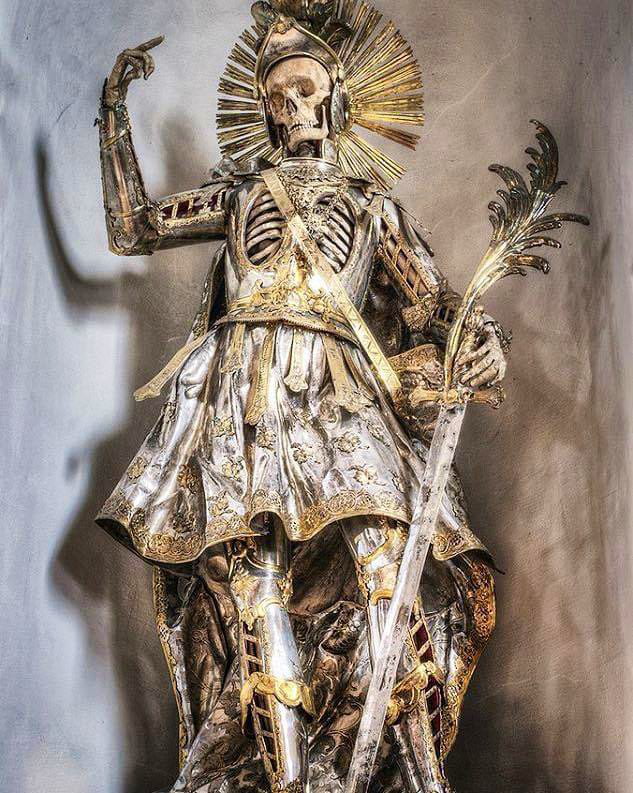 Skeleton of Saint Pancratius in the Church of St. Nikolaus, Switzerland ...