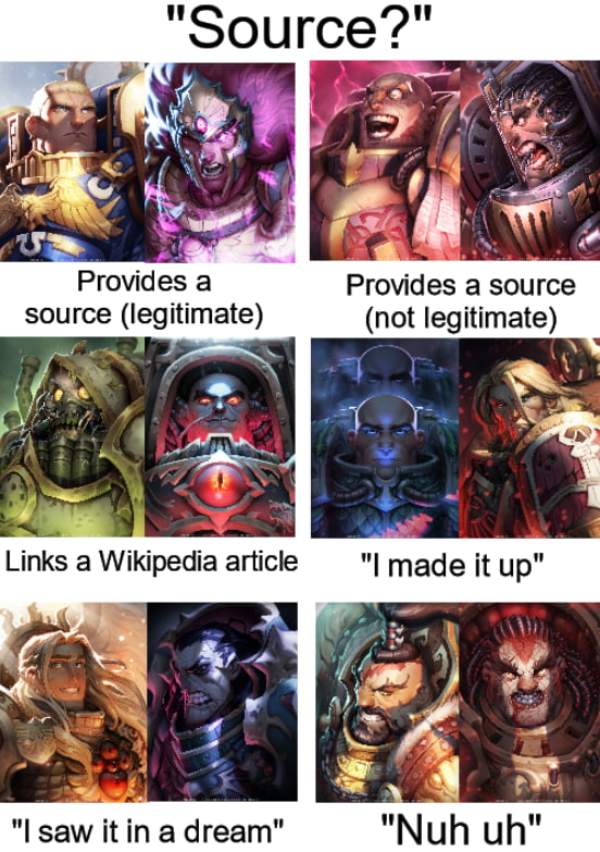 The Primarchs are asked to cite their sources - 9GAG