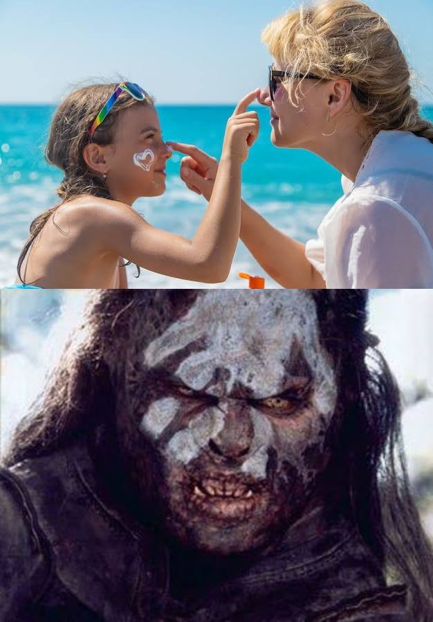 How mums put the sunscreen VS dads - 9GAG