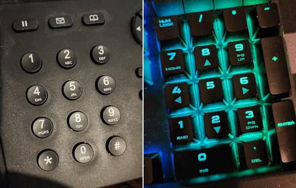 The fact that the keypad on phones and the keypad on a computer are ...