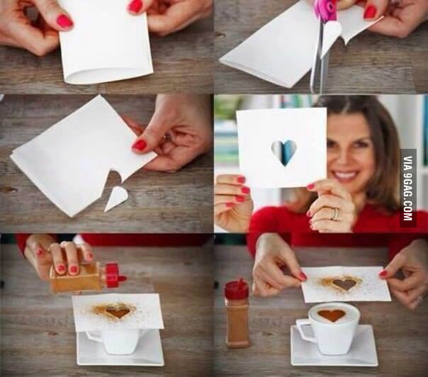 How to make a heart shape for your coffee - 9GAG