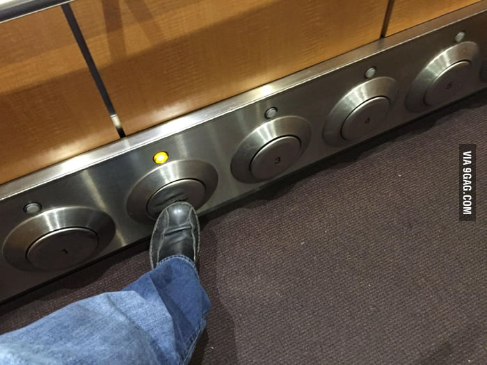 This elevator has foot buttons - 9GAG