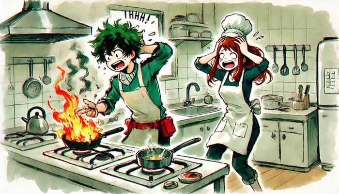 Deku and Urakaka cooking - 9GAG