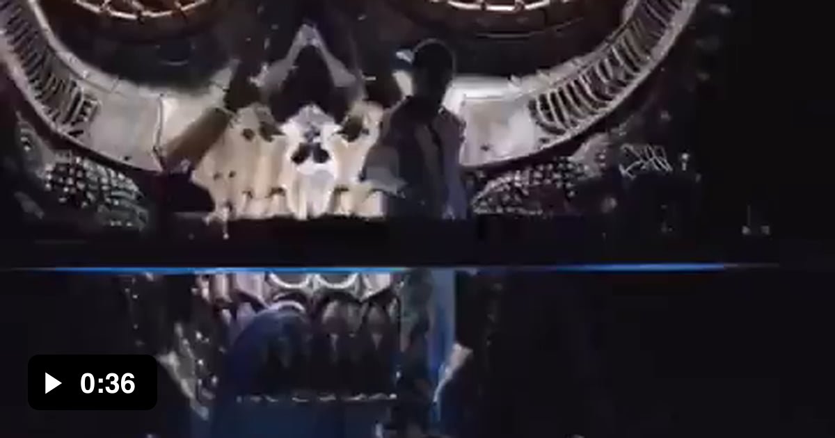 A huge AI-generated skeleton on stage! - 9GAG