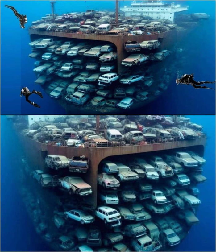 Under sea car graveyard - 9GAG
