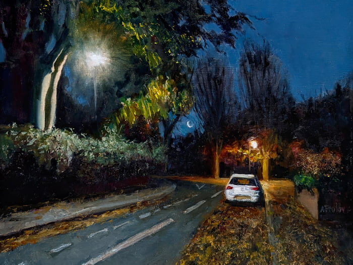 October Night, My oil painting - 9GAG