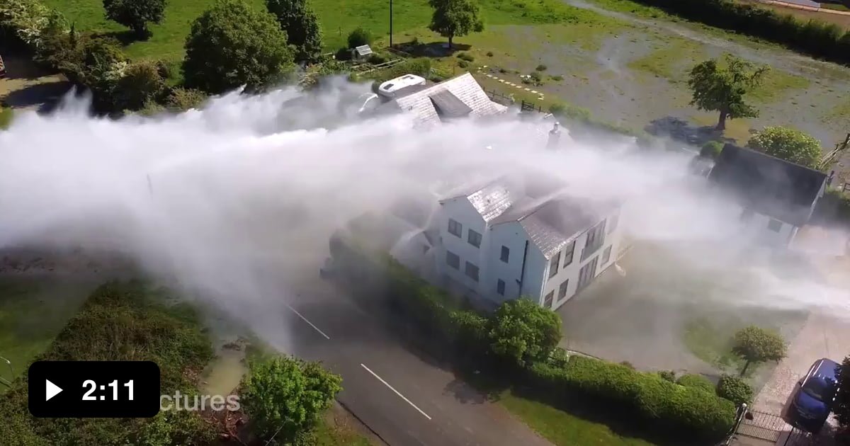 Big water main burst in Gloucester, England. 14th May 2025. - 9GAG
