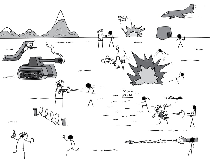 Who drew huge battlefields with stick figures as a kid? - 9GAG