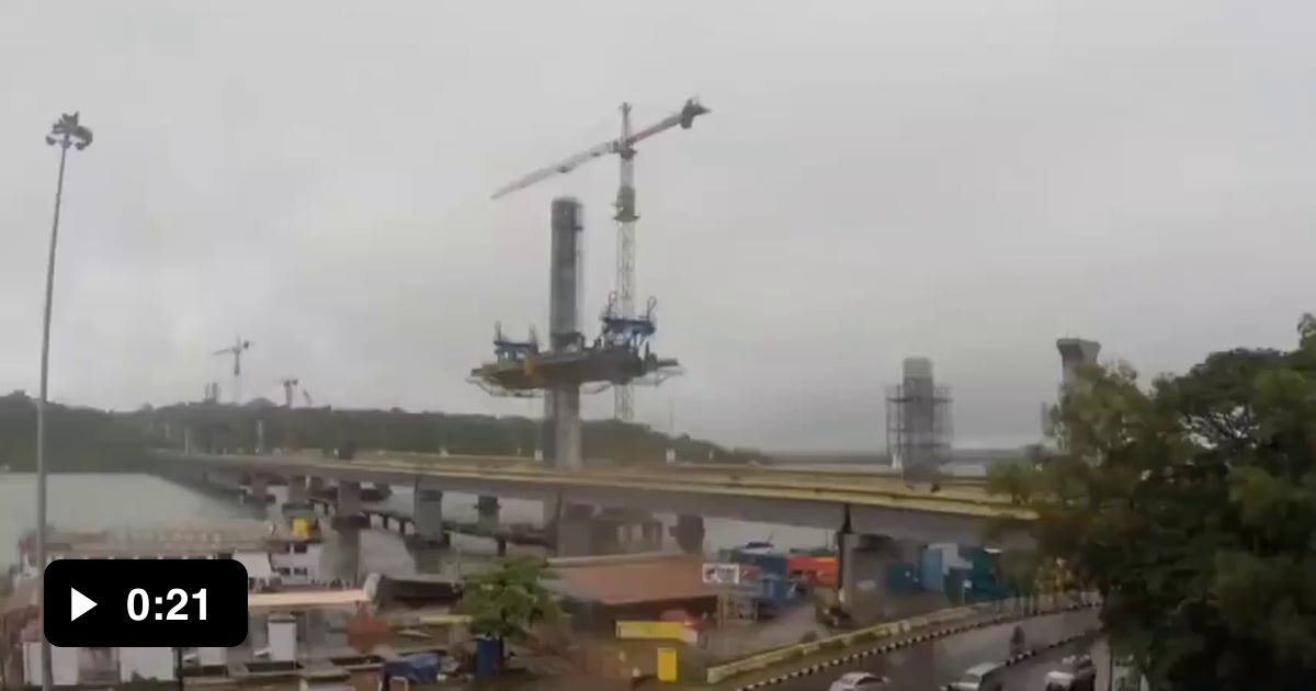 Construction timelapse of a Atal Setu cable-stayed bridge in Goa, India ...
