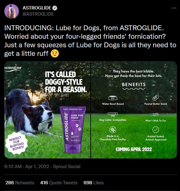 Astroglide's april fools joke 2022 - 9GAG