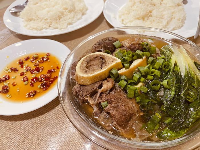 Bulalo, a Filipino dish made by boiling beef shanks for several hours ...