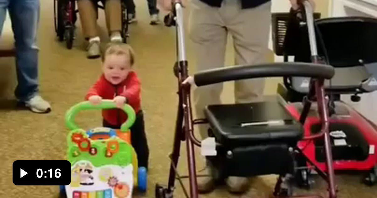 Baby and grandpa using their walkers. 96.5 years apart - 9GAG