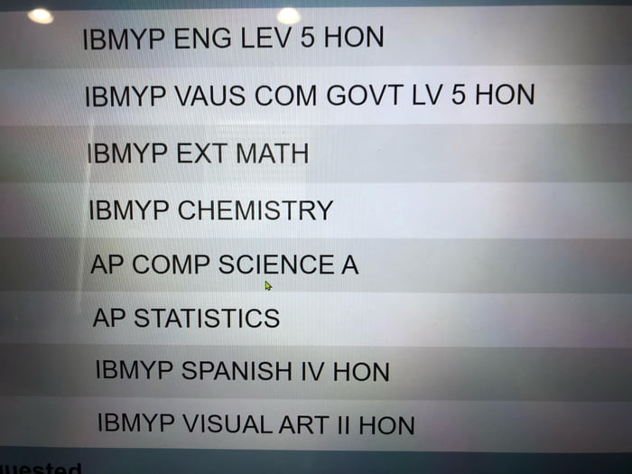 Schedule for a sophomore/10th grader - 9GAG