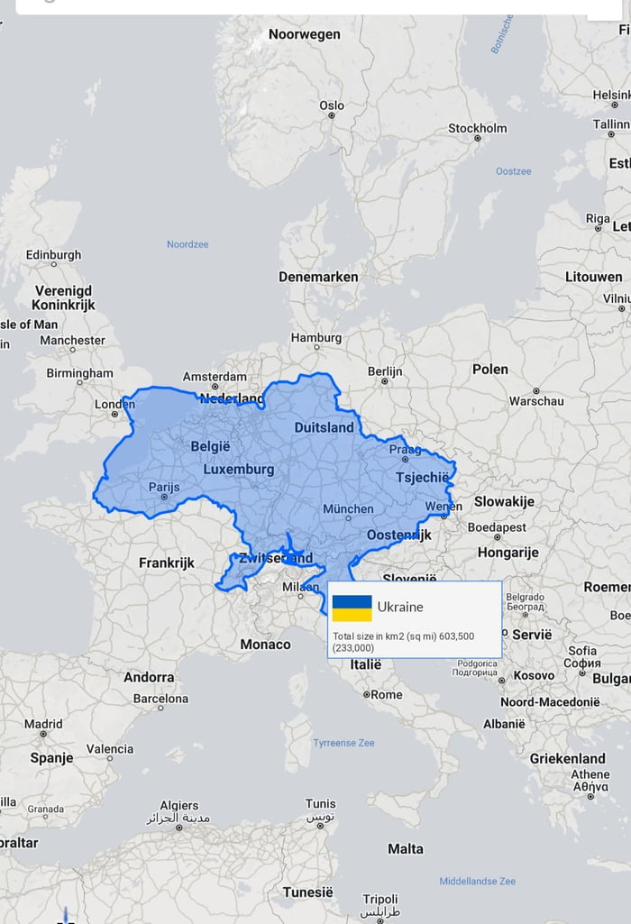 Real size of Ukraine compared to europe - 9GAG