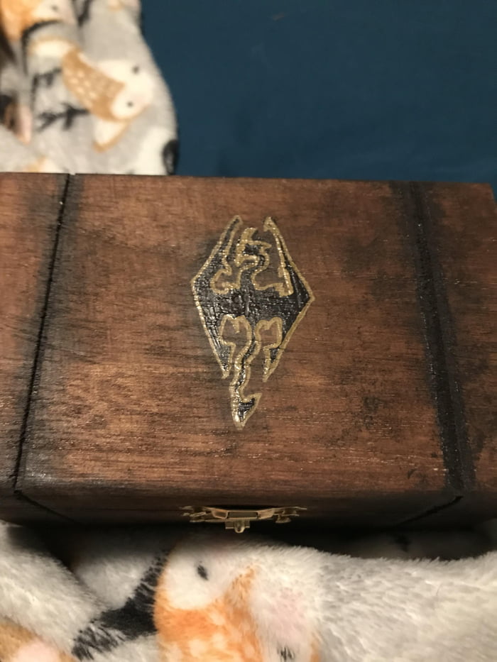 The Skyrim themed box my boyfriend made for my birthday! It had three ...