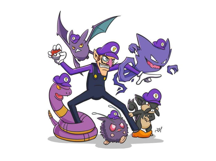 Waluigi's Pokemon Team. Artist: Ian Anderson - 9GAG
