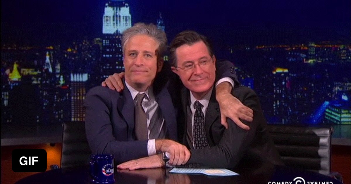 Jon Stewart and Stephen Colbert's bromance - 9GAG