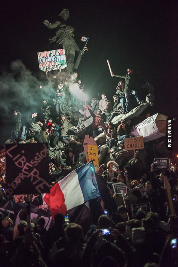 Sunday French protest for freedom. Amazing and badass picture. - 9GAG