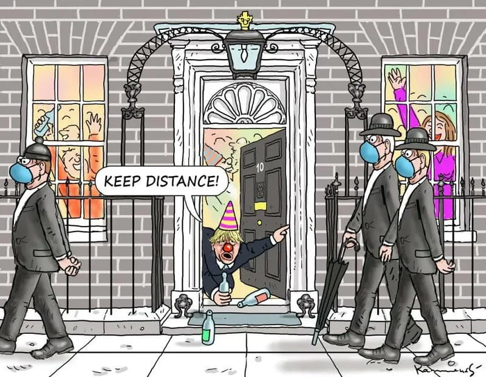 Partygate, Boris Johnson tells: "KEEP DISTANCE!" - 9GAG