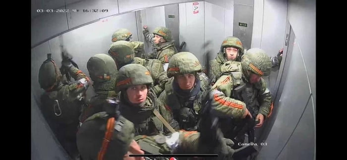 Just some Russian VDV in an Ukrainian elevator - 9GAG