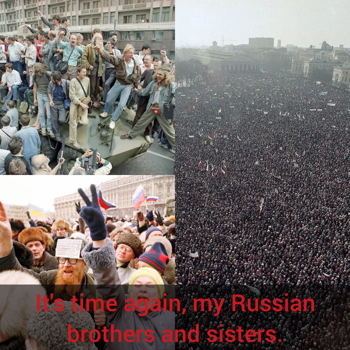 Protests ushering the fall of the Soviet union. (Moscow, 1991) - 9GAG