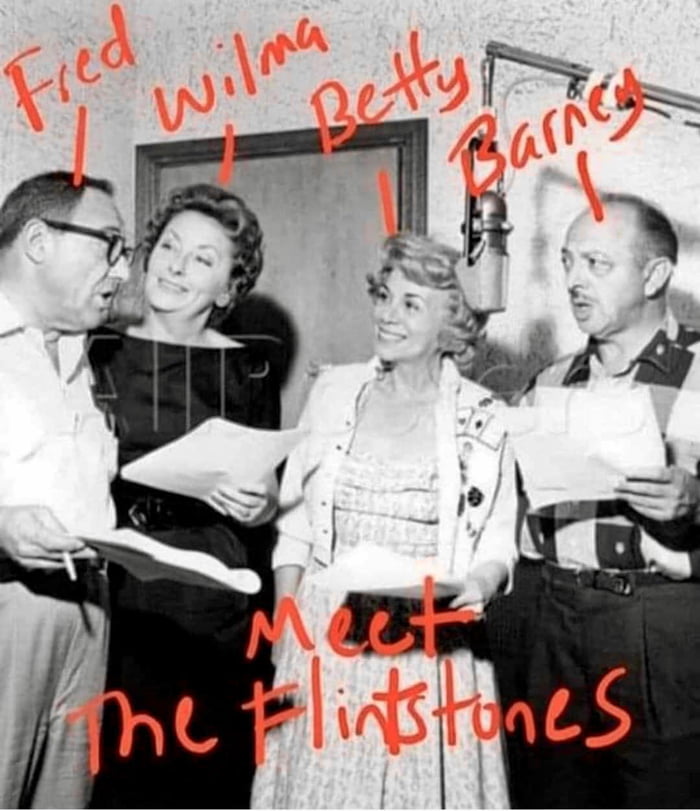 The Flintstones voiced by from left to right Allen Reed, Jean Vander ...
