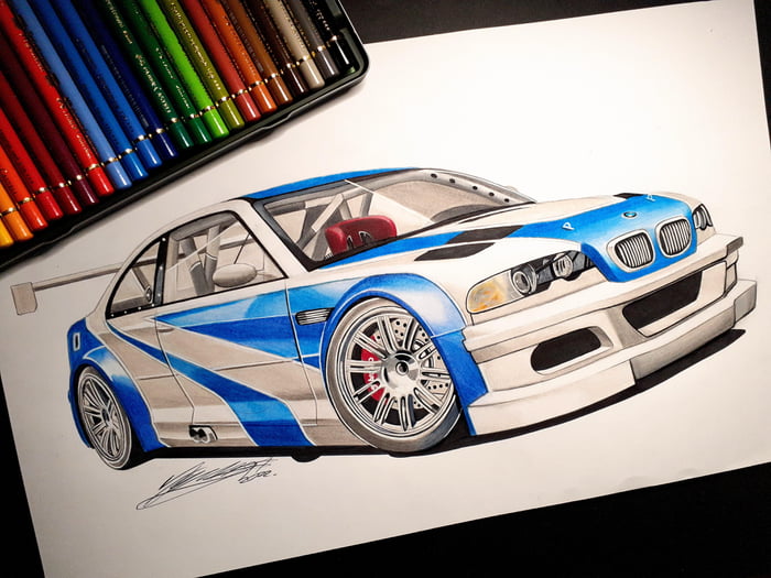 The legendary BMW M3 GTR Drawing (4128x3096) - 9GAG