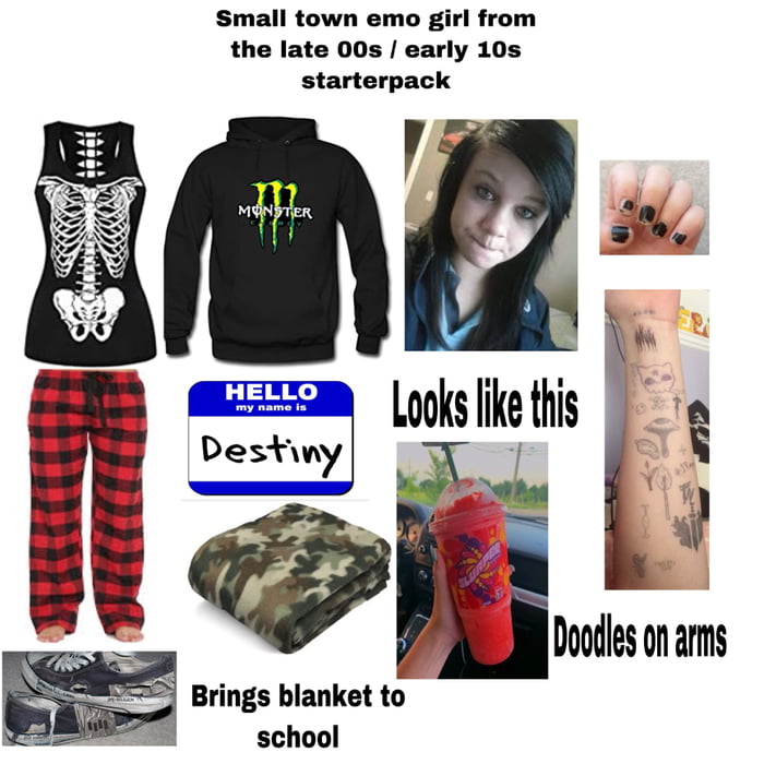 Small town emo girl from the late 00s / early 10s starterpack - 9GAG