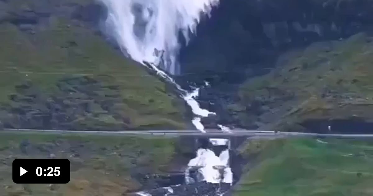 The phenomenon of the inverted waterfall in the Faroe Islands. - 9GAG