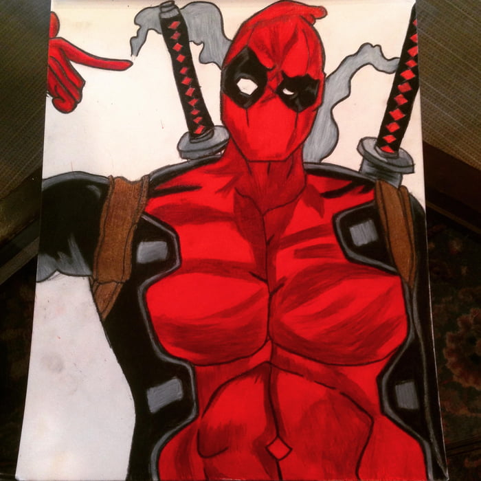 Deadpool Colored Pencil Portrait Tribute - 9GAG