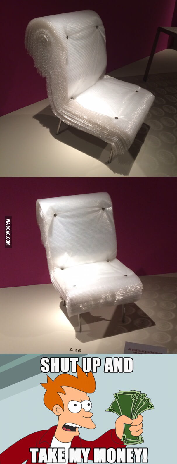 A chair made out of bubble wrap... - 9GAG